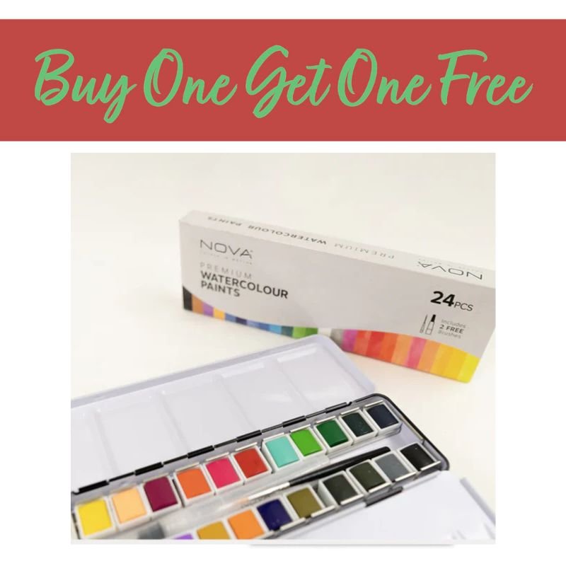 2 FOR 1 OFFER - Nova Premium Watercolour Paints - Set of 24 (NVMXM022 ...