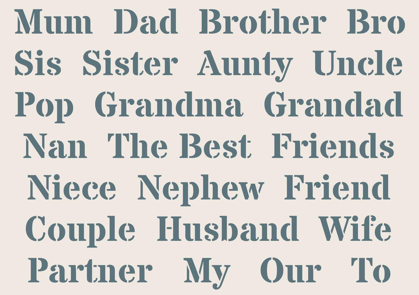 Sentimentally Yours Relatives A5 Stencil (SYSCRE) – Printable Heaven