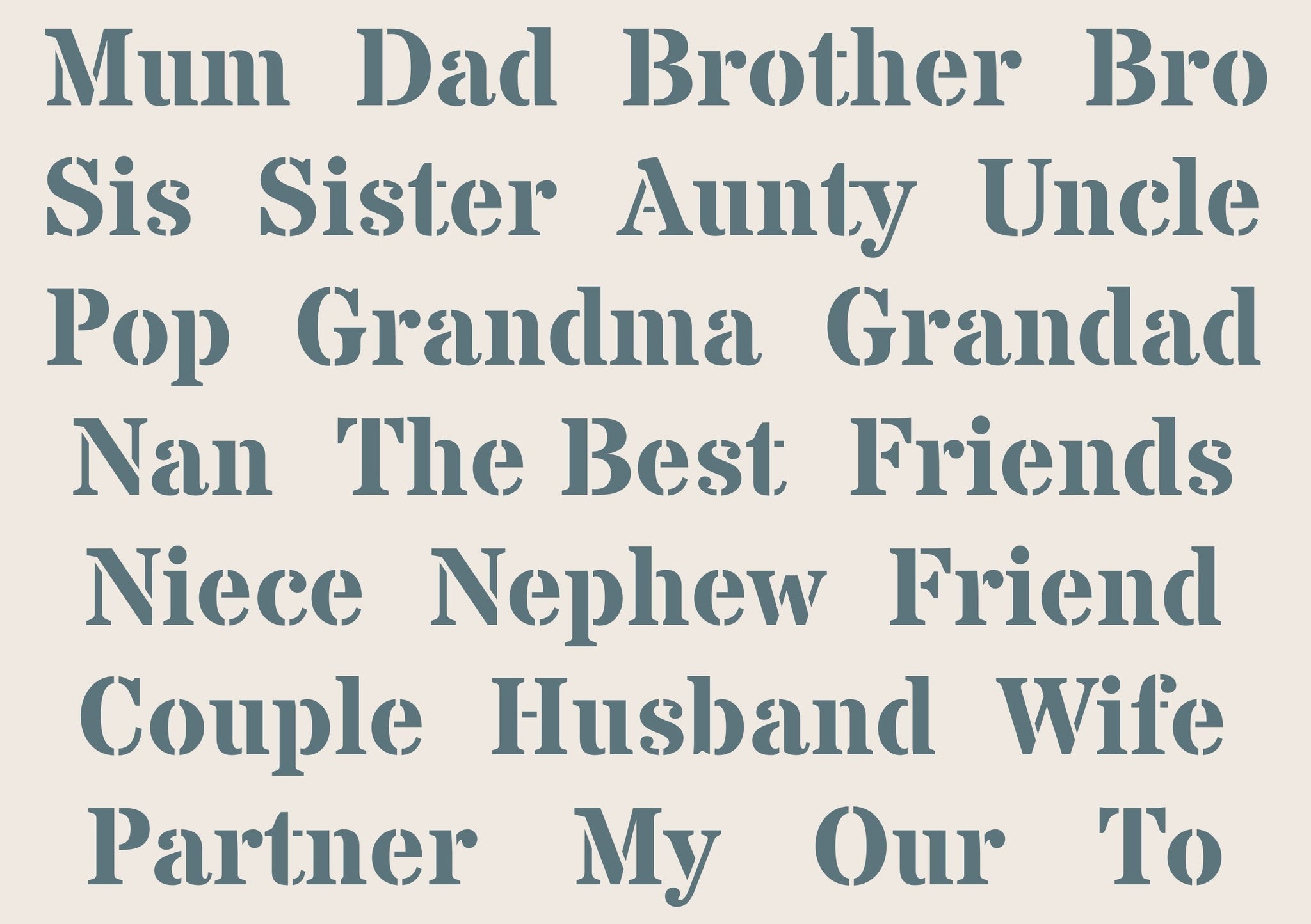 Sentimentally Yours Relatives A5 Stencil (SYSCRE) – Printable Heaven