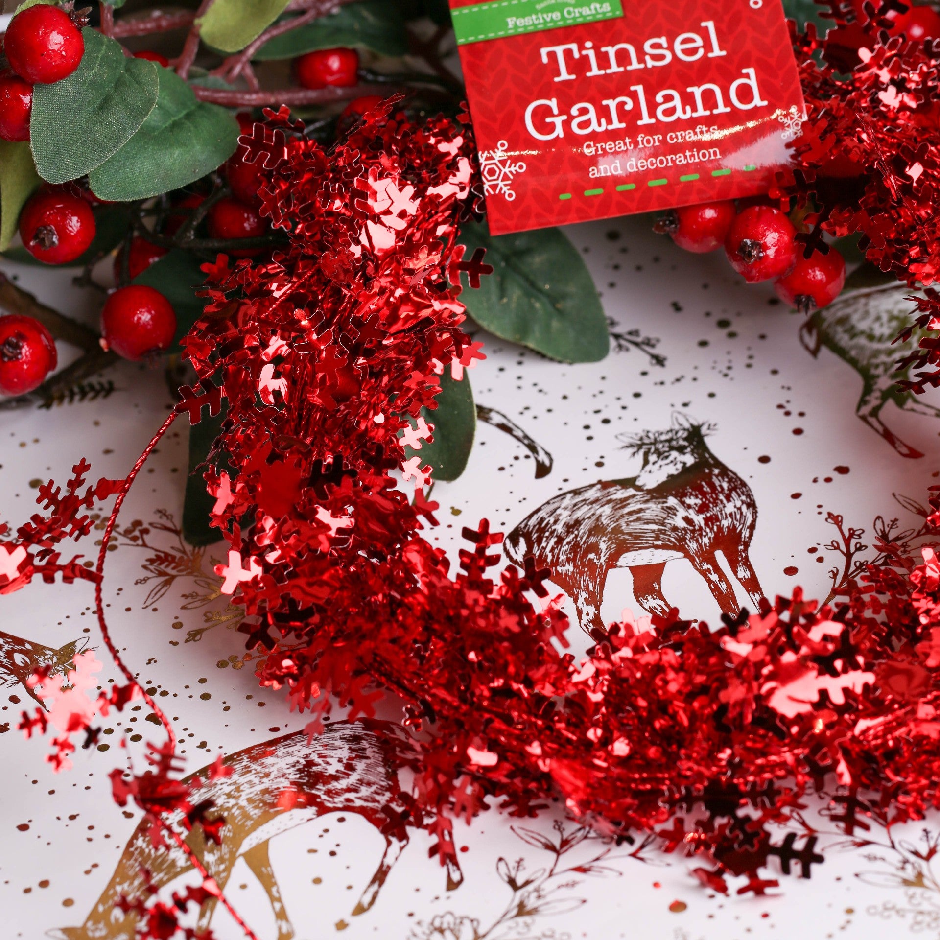 Tinsel Garland 7.5m - Red (XMA4033) – Printable Heaven